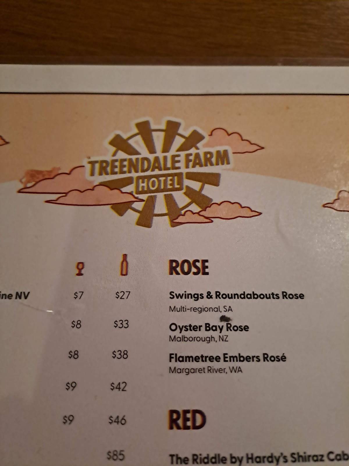 Menu at Treendale Farm Hotel pub & bar, Australind