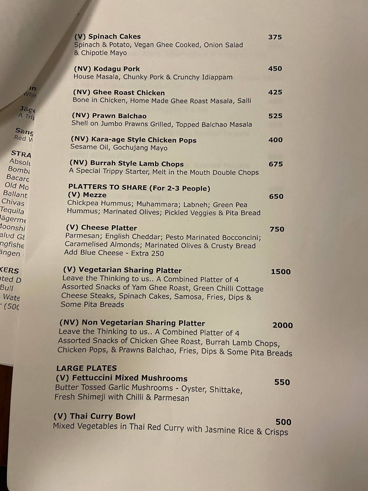 Menu at Trippy Goat Cafe, Bengaluru