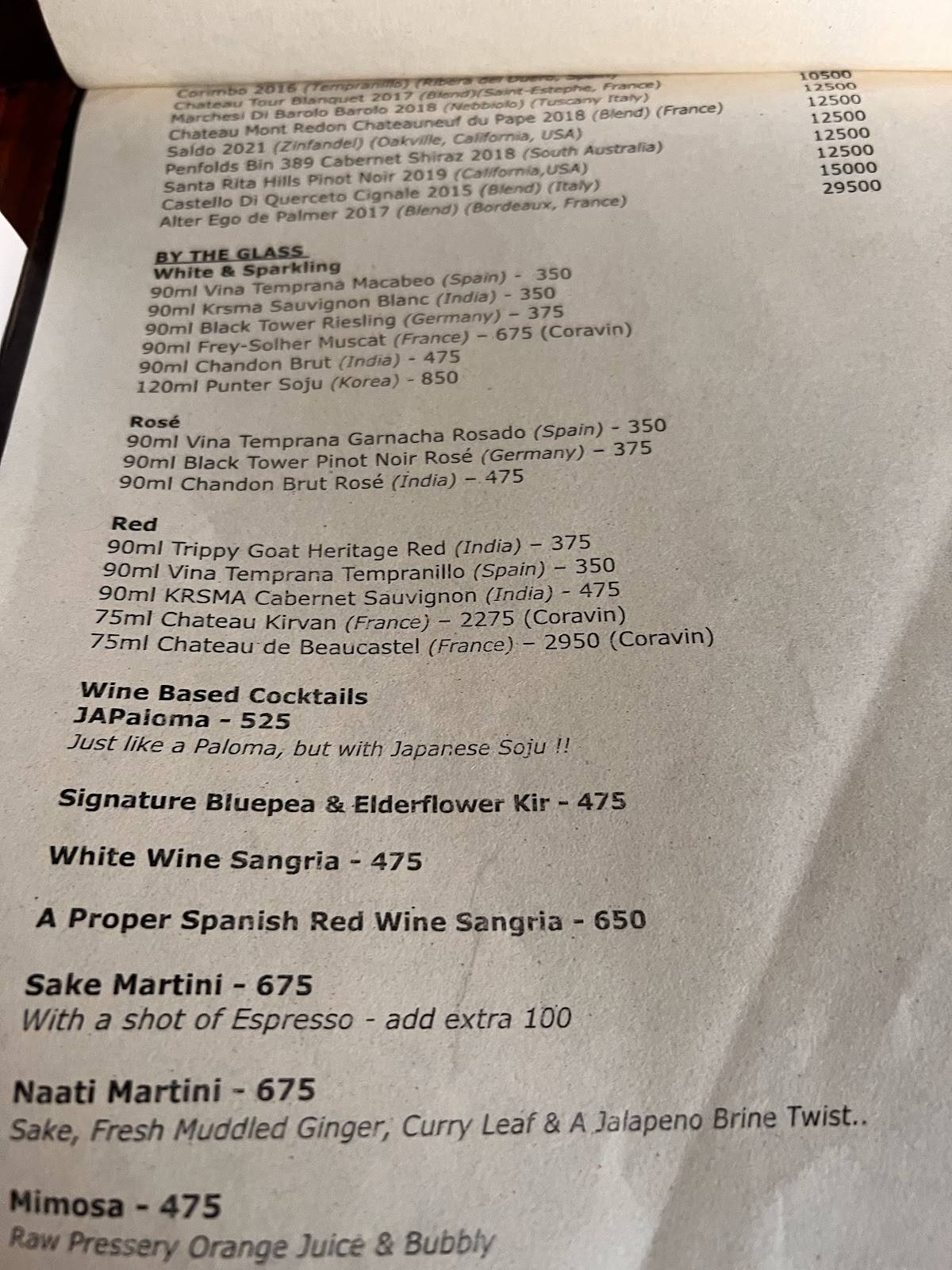 Menu at Trippy Goat Cafe, Bengaluru