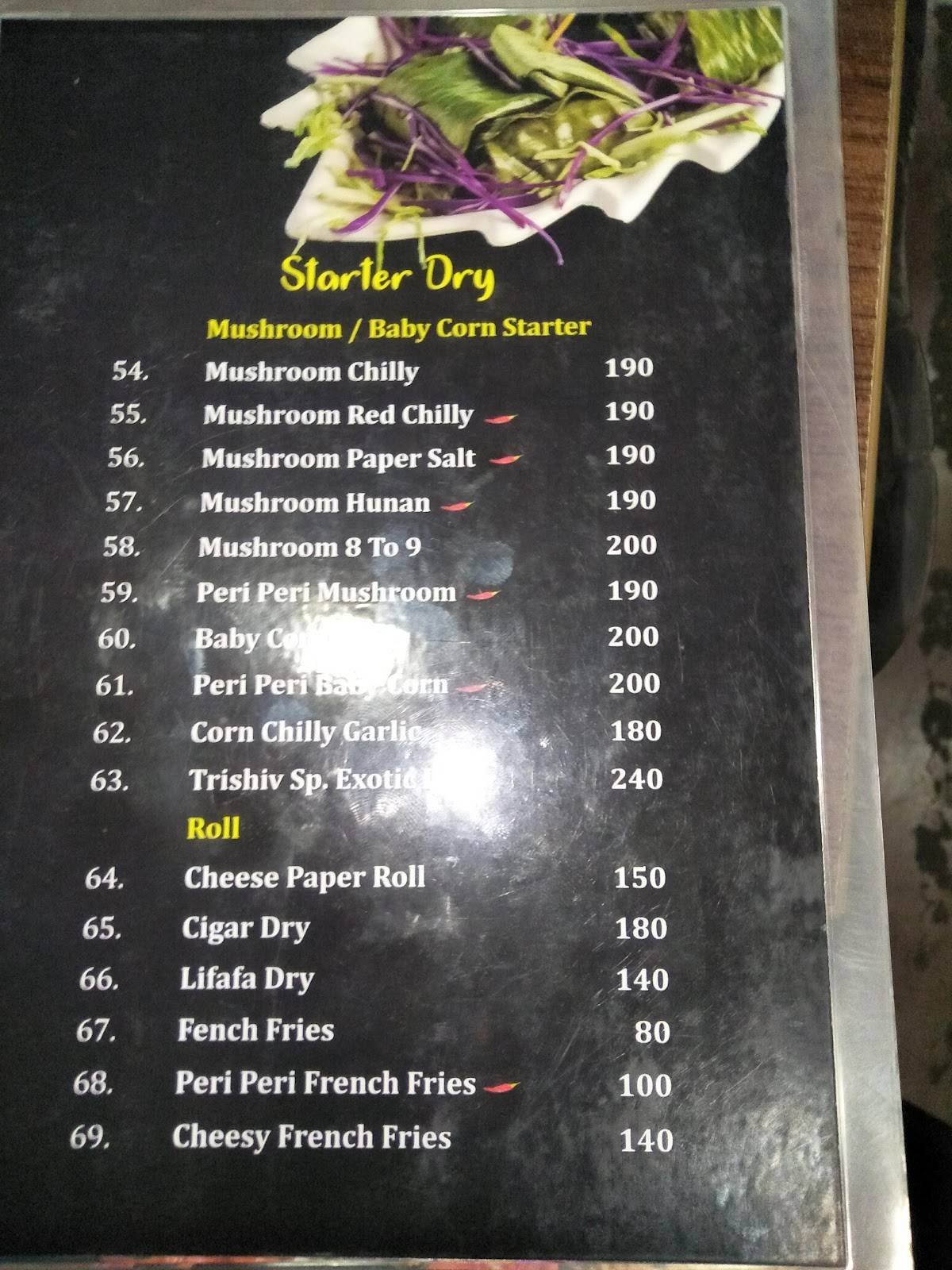 Menu at Trishiv Chinese Corner vip road vesu, Surat