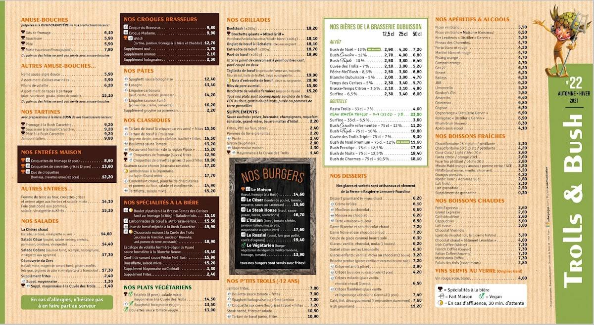 Menu au Trolls & Bush ATH - Taverne brasserie, Ath