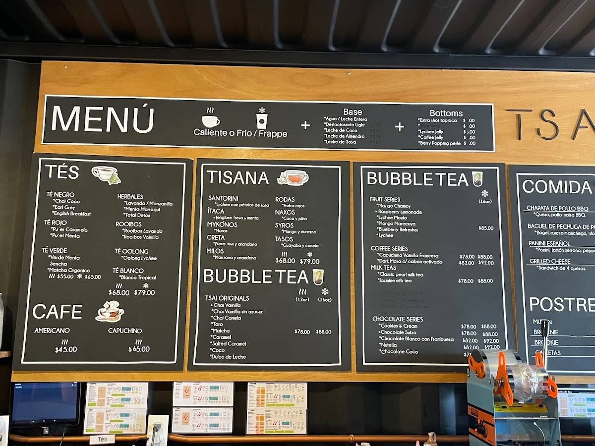 Carta de Tsai Tea Bar Arcos, Santiago de Querétaro