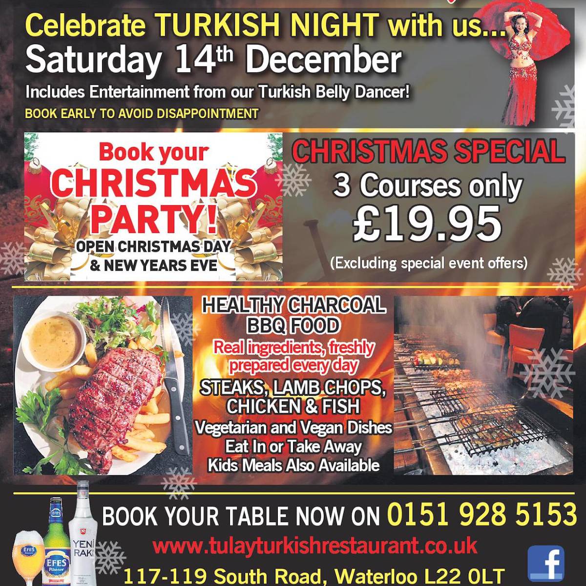 Menu at Tulay Turkish BBQ Restaurant & Bar, Waterloo