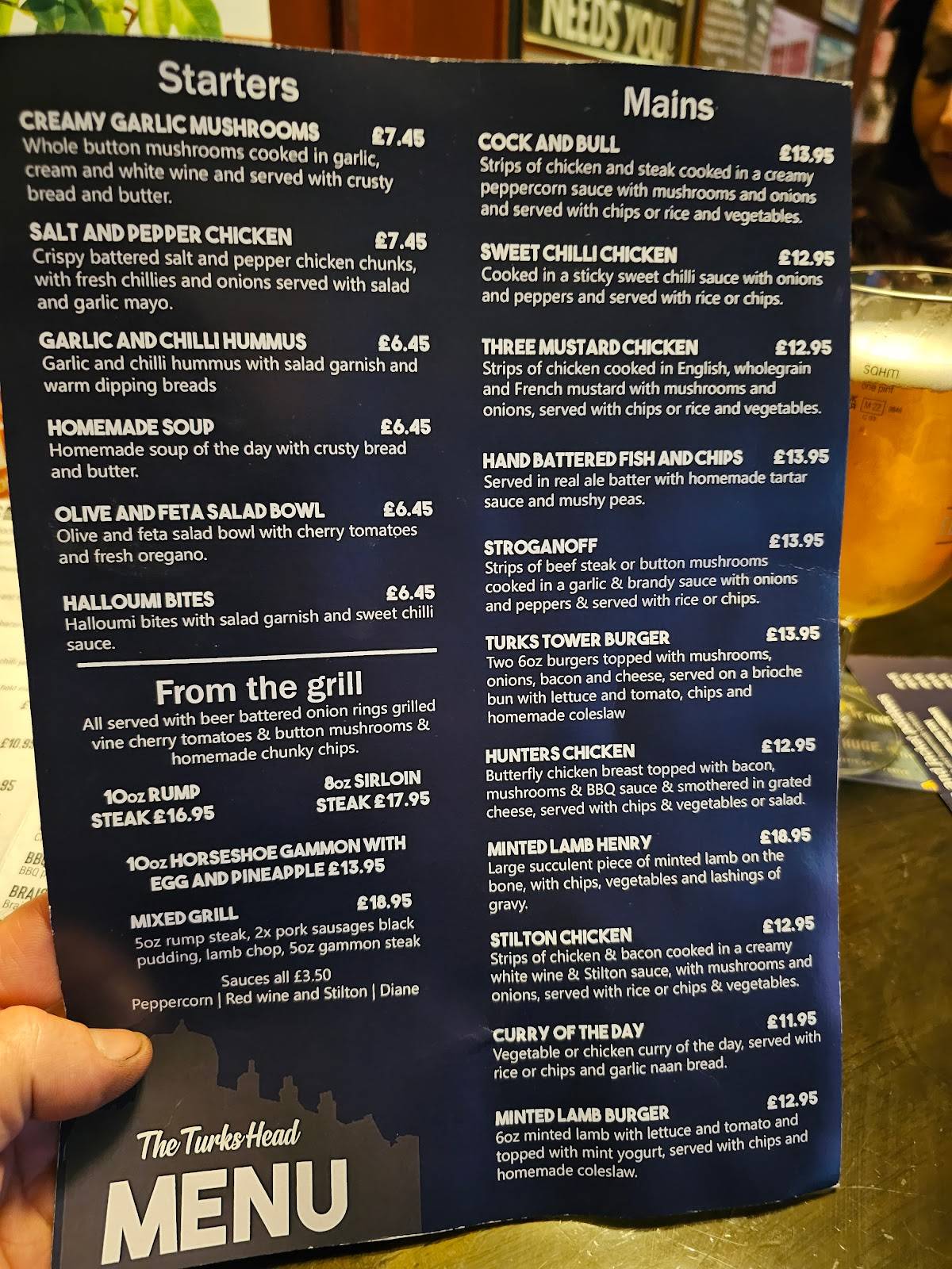 Menu at Turks Head pub & bar, St Helens