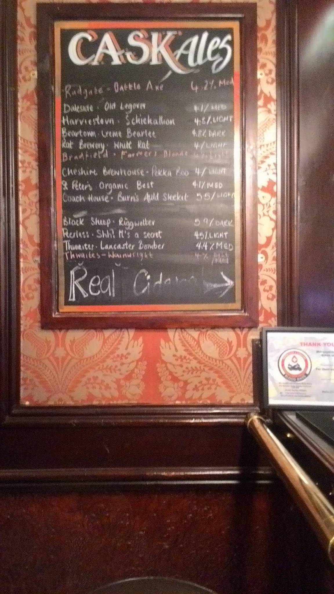 Menu at Turks Head pub & bar, St Helens