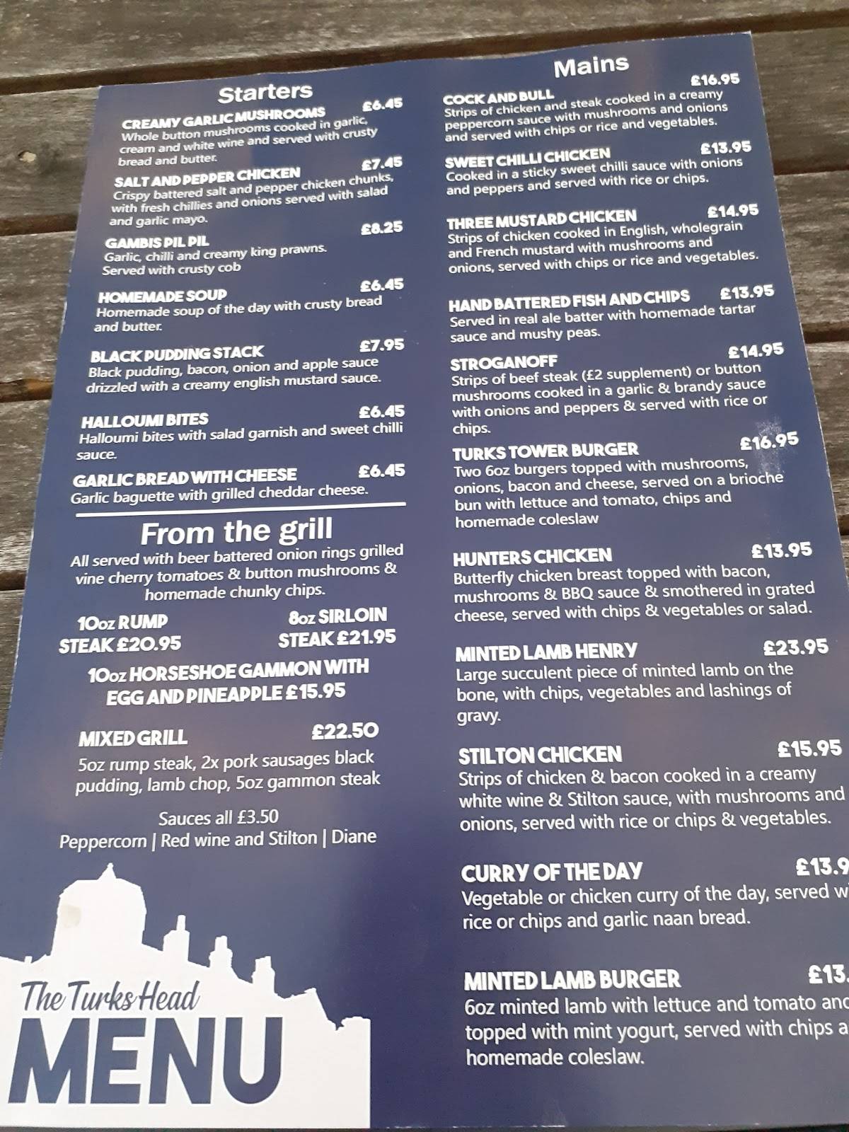 Menu at The Turks Head pub & bar, St Helens