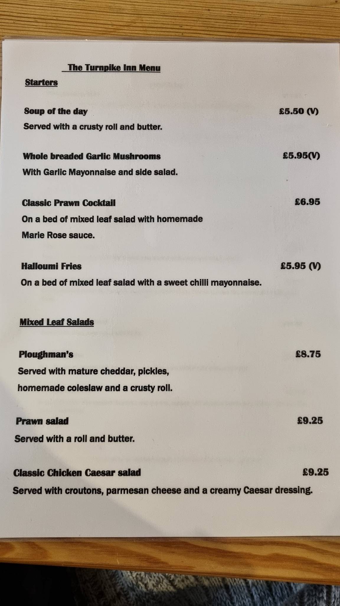 Menu at Turnpike Inn pub & bar, Hayle