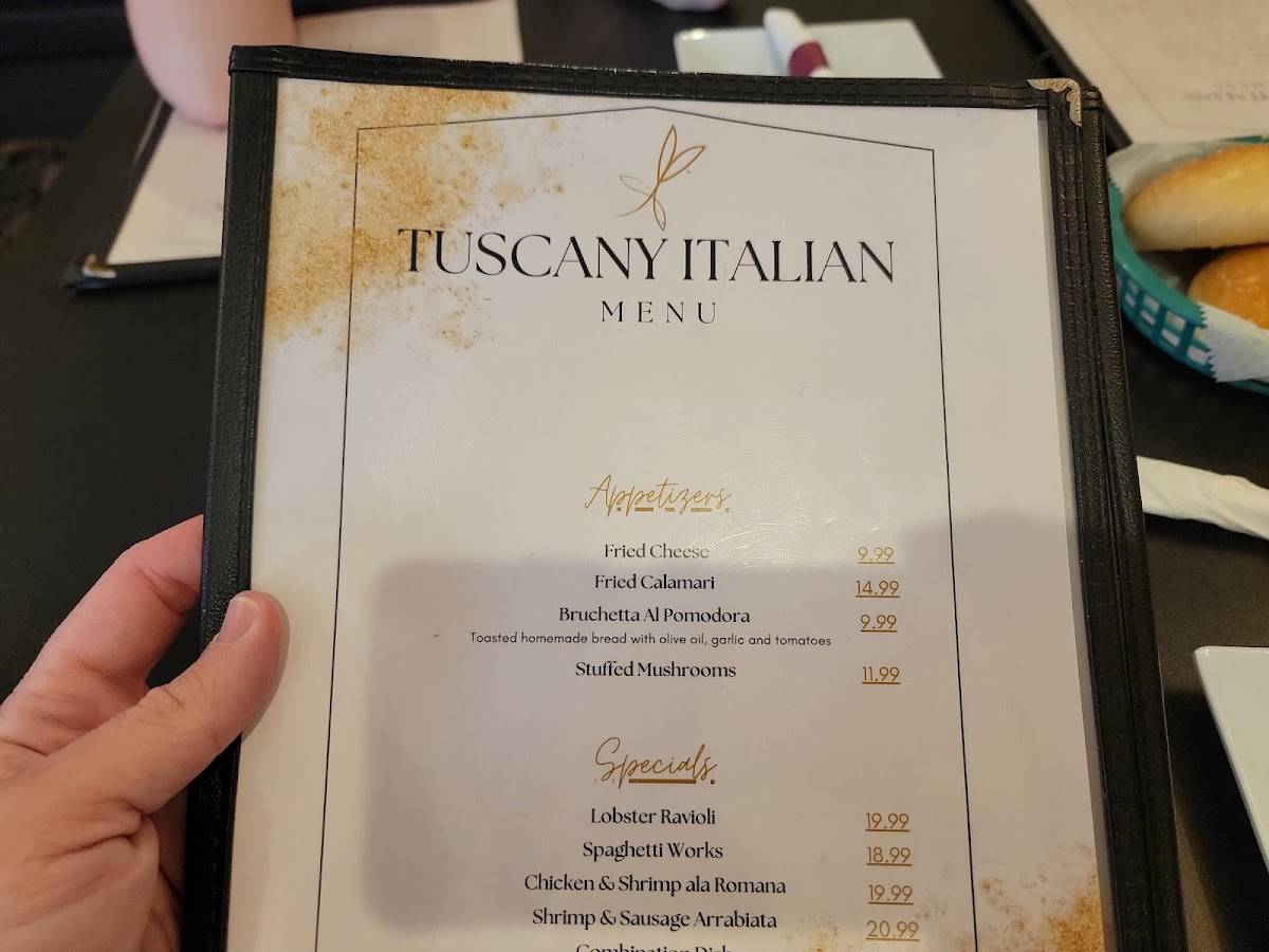 Menu at Tuscany Italian Grill pizzeria, Brenham
