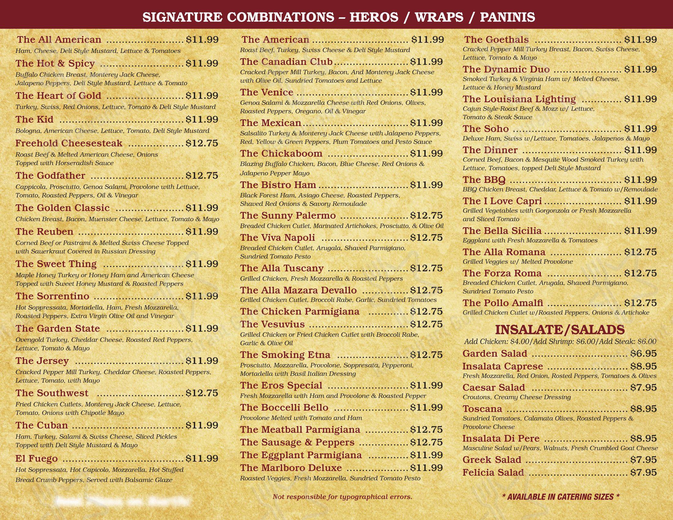 Menu at Tuscany Italian Market & Catering restaurant, Fort Myers