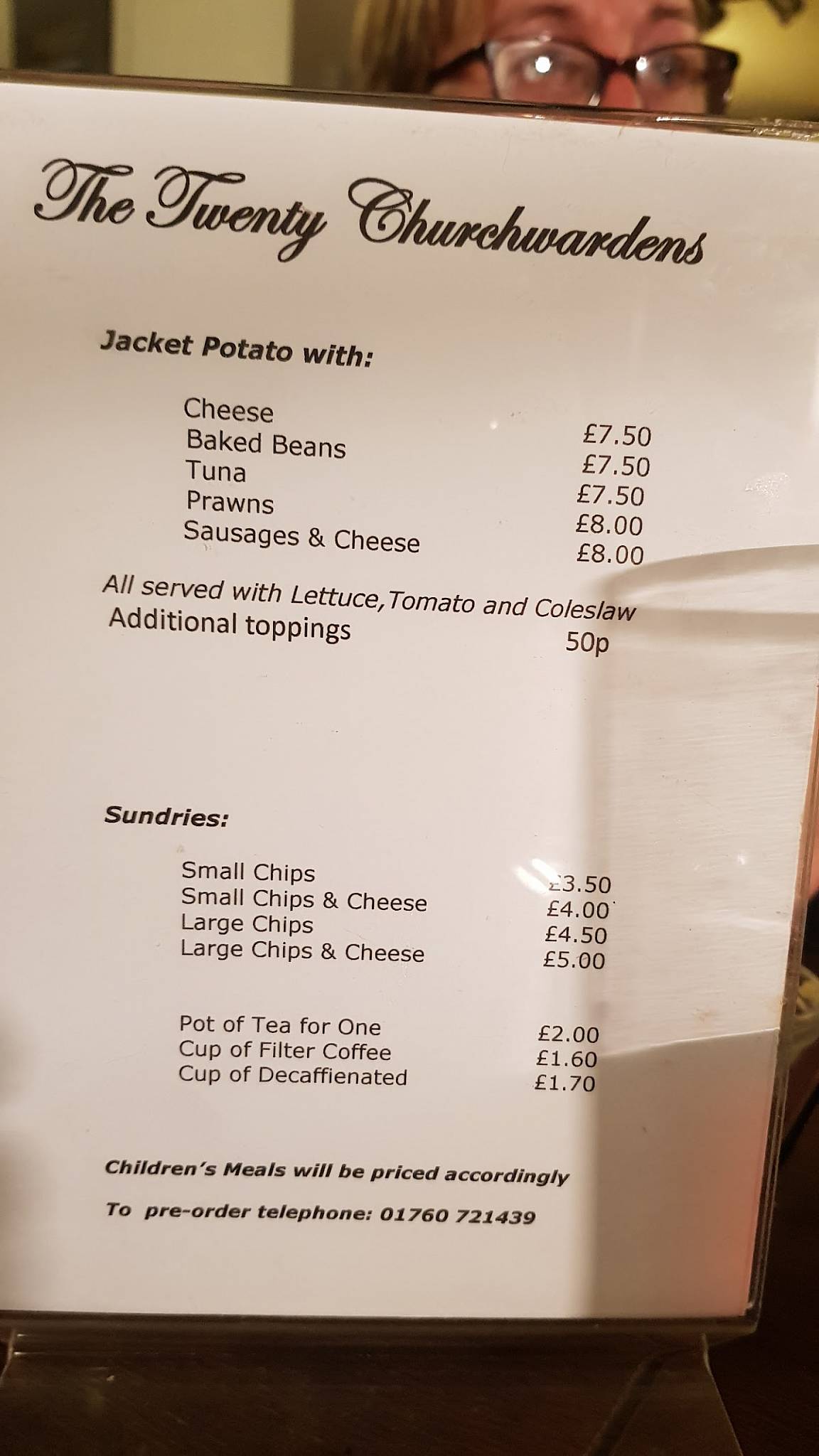 Menu at Twenty Churchwardens pub & bar, Swaffham