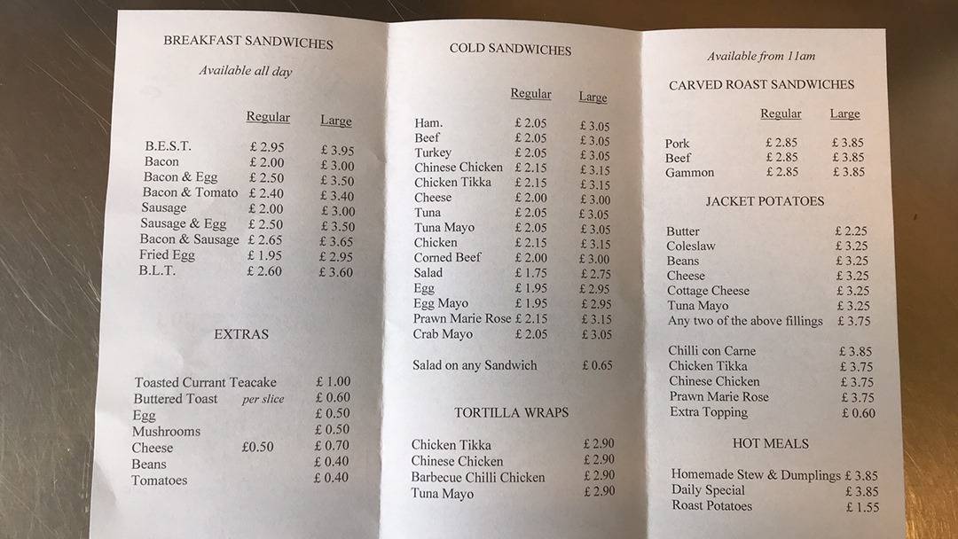 Menu at Twice As Nice fast food, Castleford