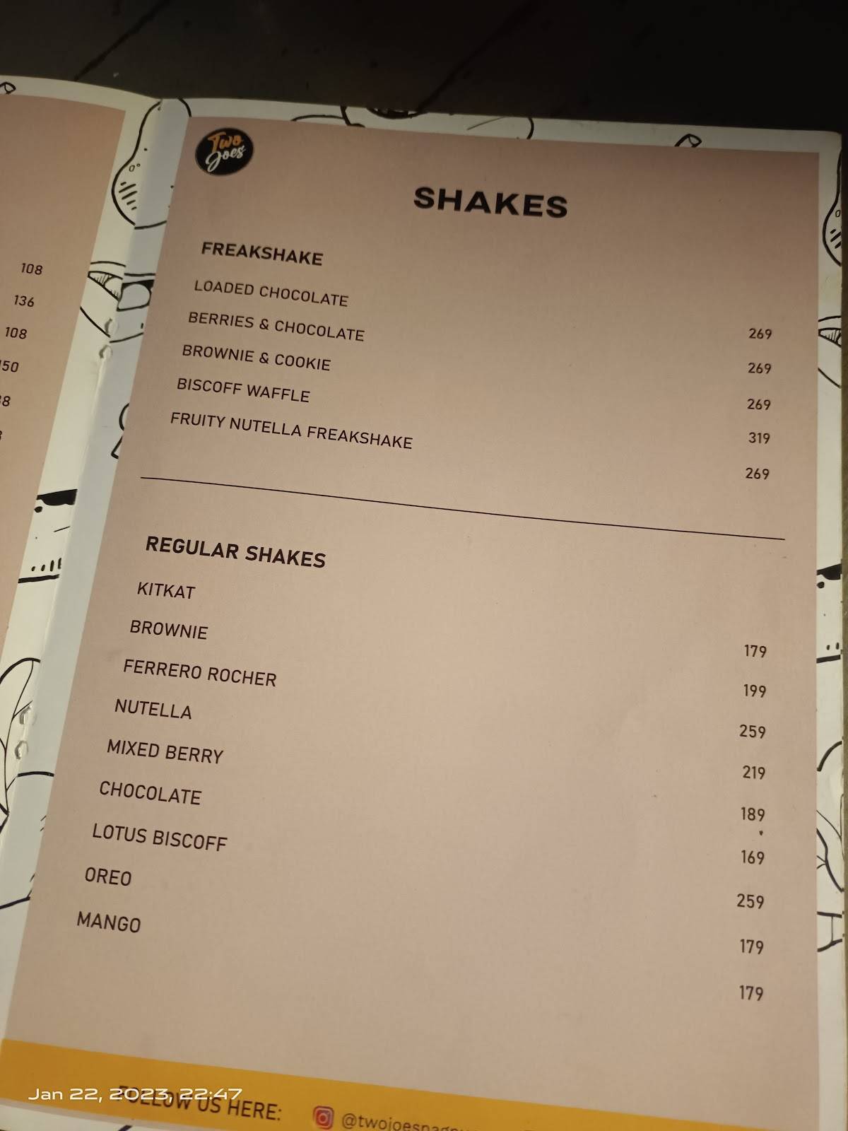 Menu at Two Joes Gastro Bar, Nagpur