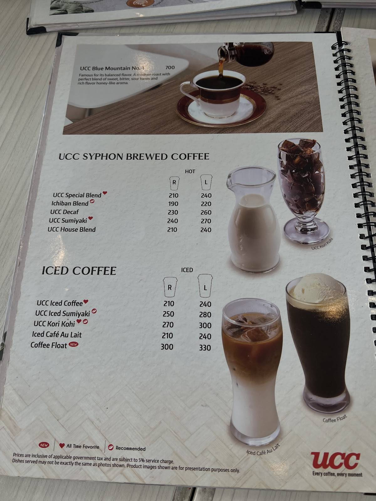 Menu at UCC Cafe Terrace- Streetscape Mall, Cebu City