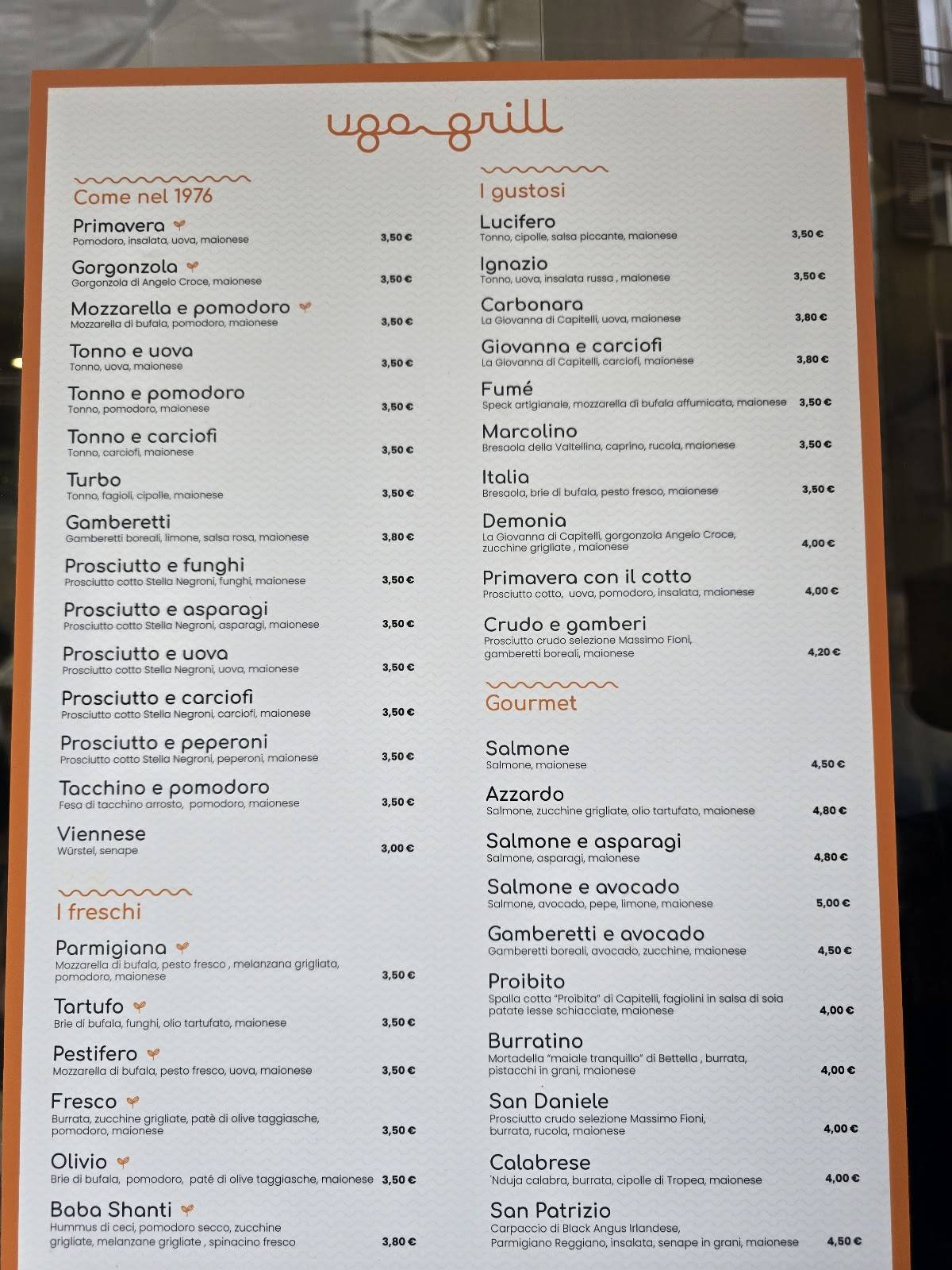 Menu da Ugo Grill ristorante, Cremona