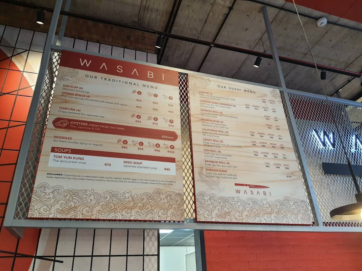 Menu at Legacy Yard restaurant, Umhlanga