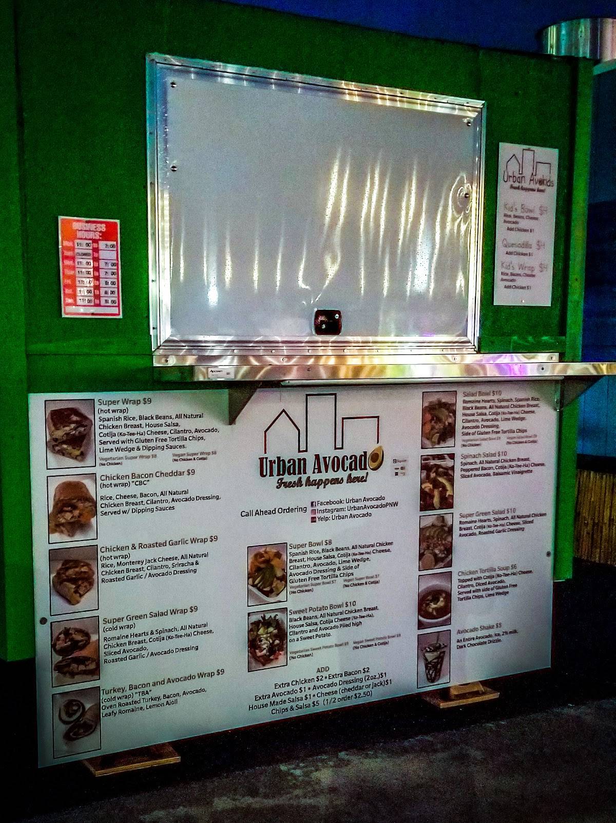 Menu at Urban Avocado restaurant, Beaverton, SW Rose Biggi Ave