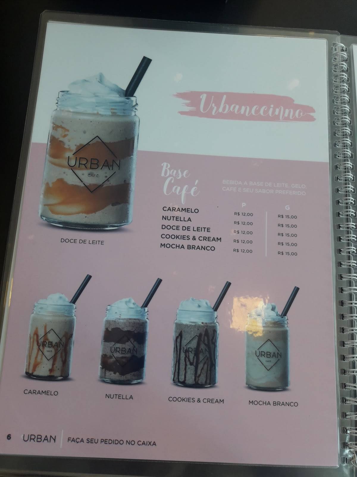 Menu em Urban Café, Presidente Prudente
