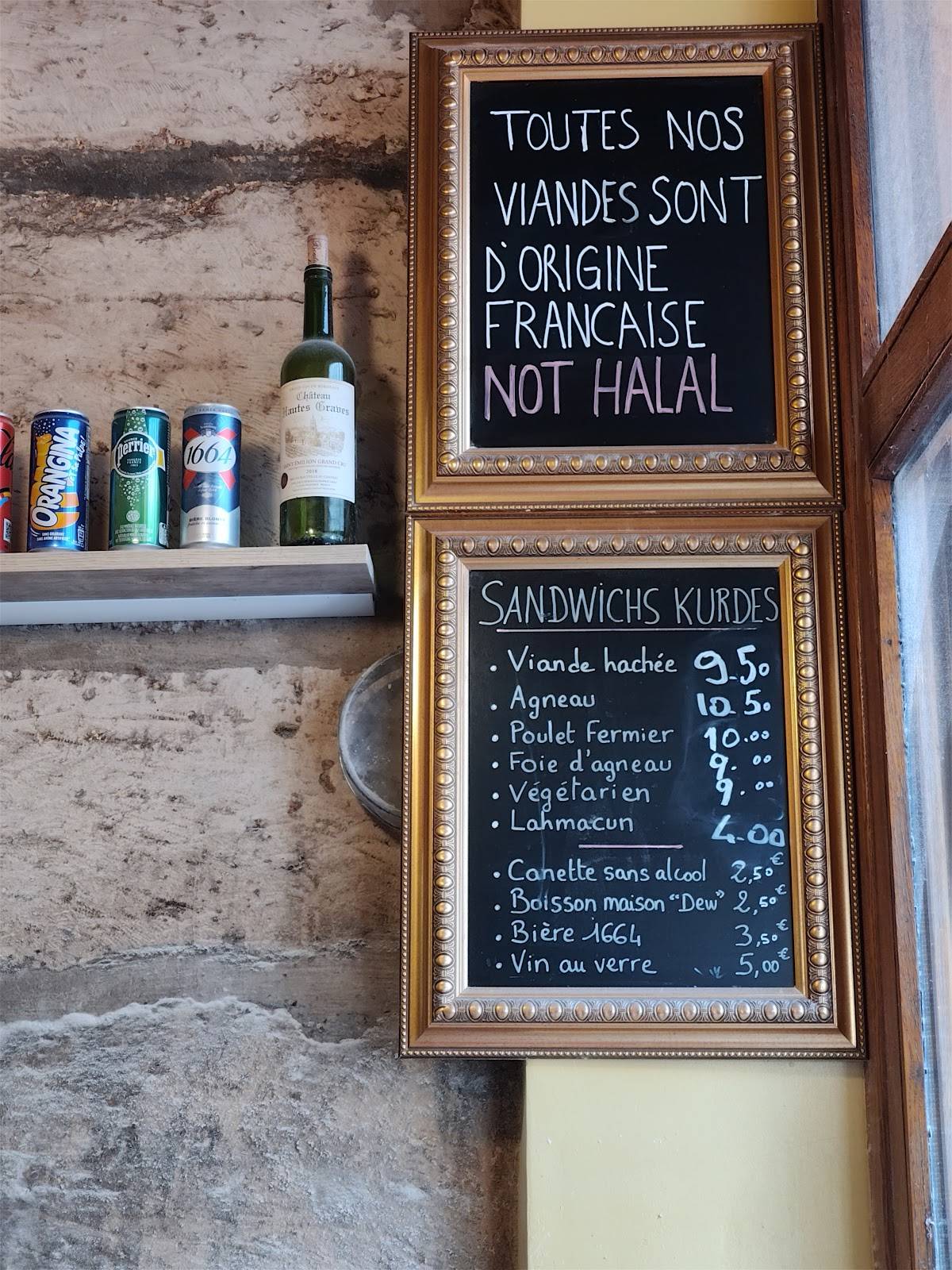 Menu at Urfa Durum restaurant, Paris, 58 Rue du Faubourg Saint-Denis