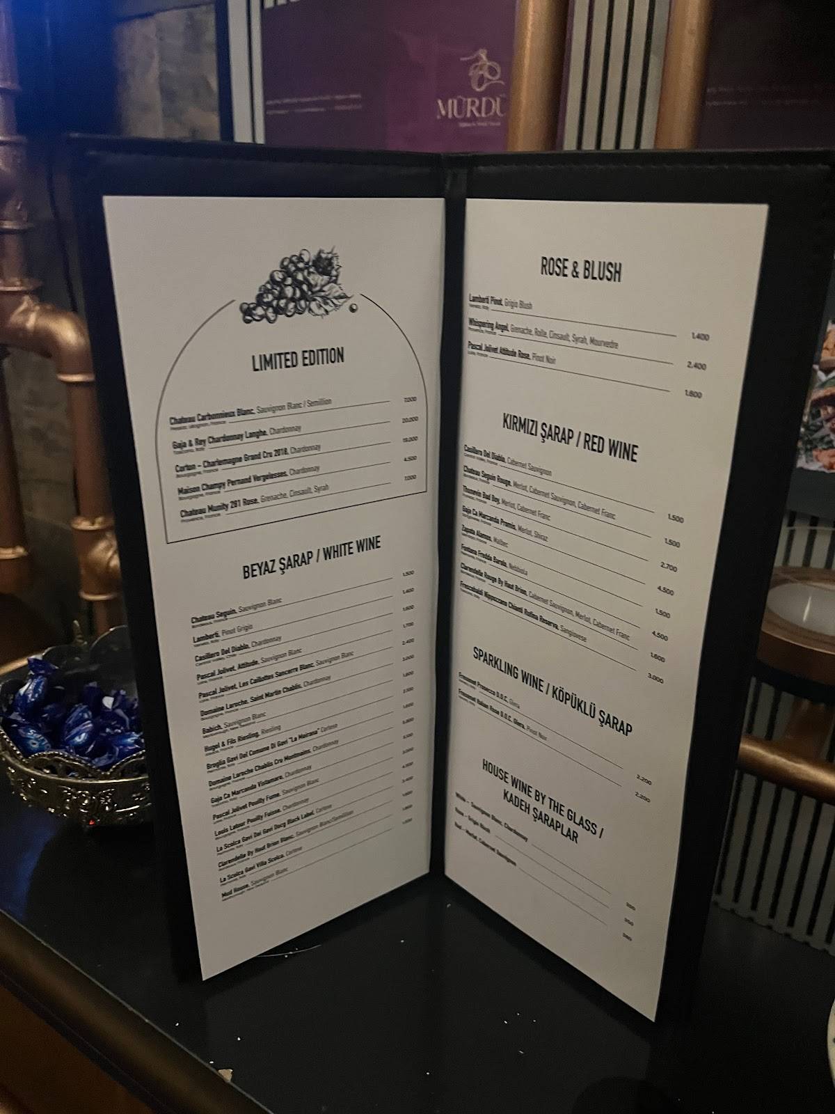 Menu at Uskumru, Istanbul, Körfez Cd. No:55