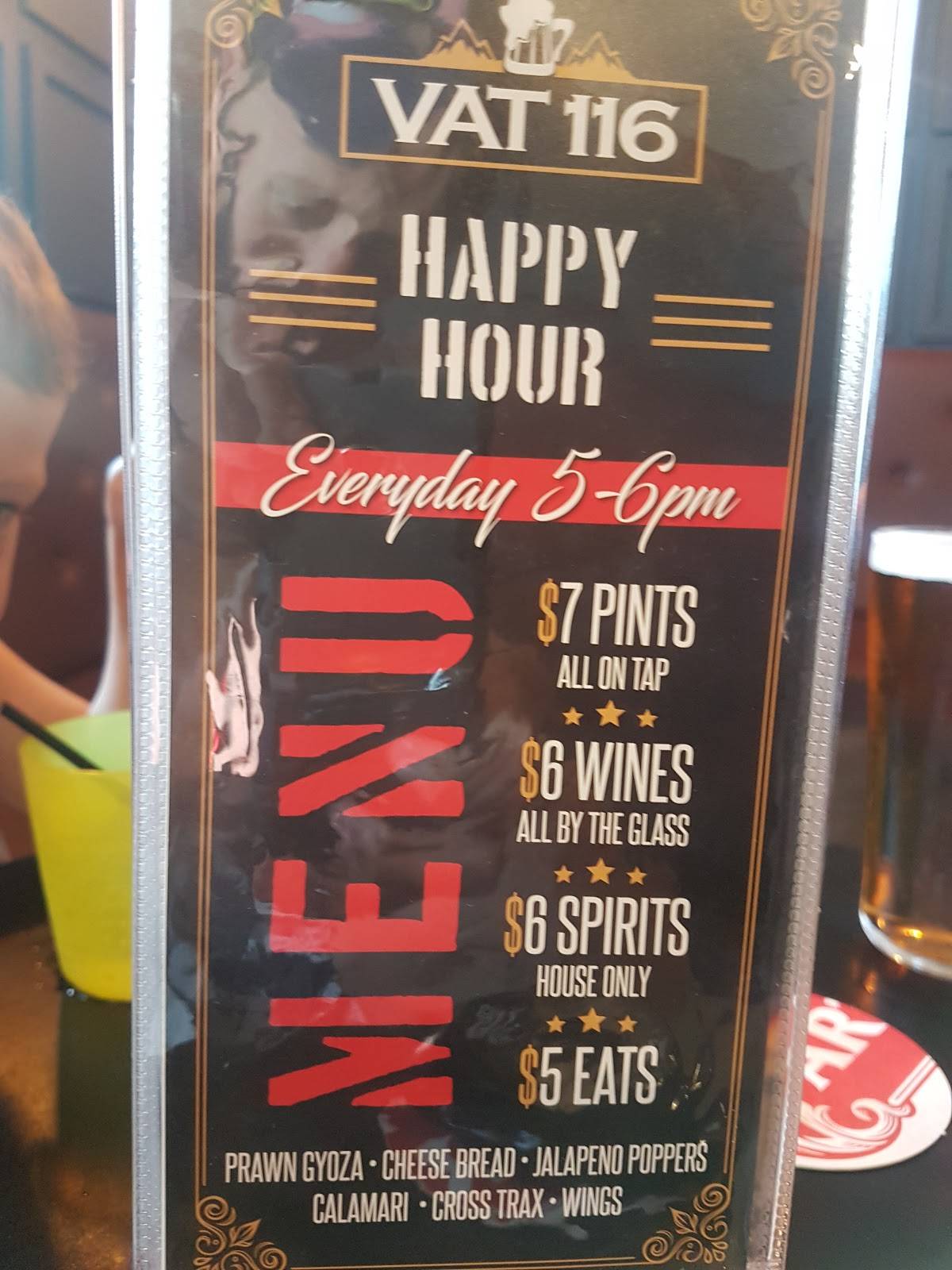 Menu at VAT 116 pub & bar, Rockingham