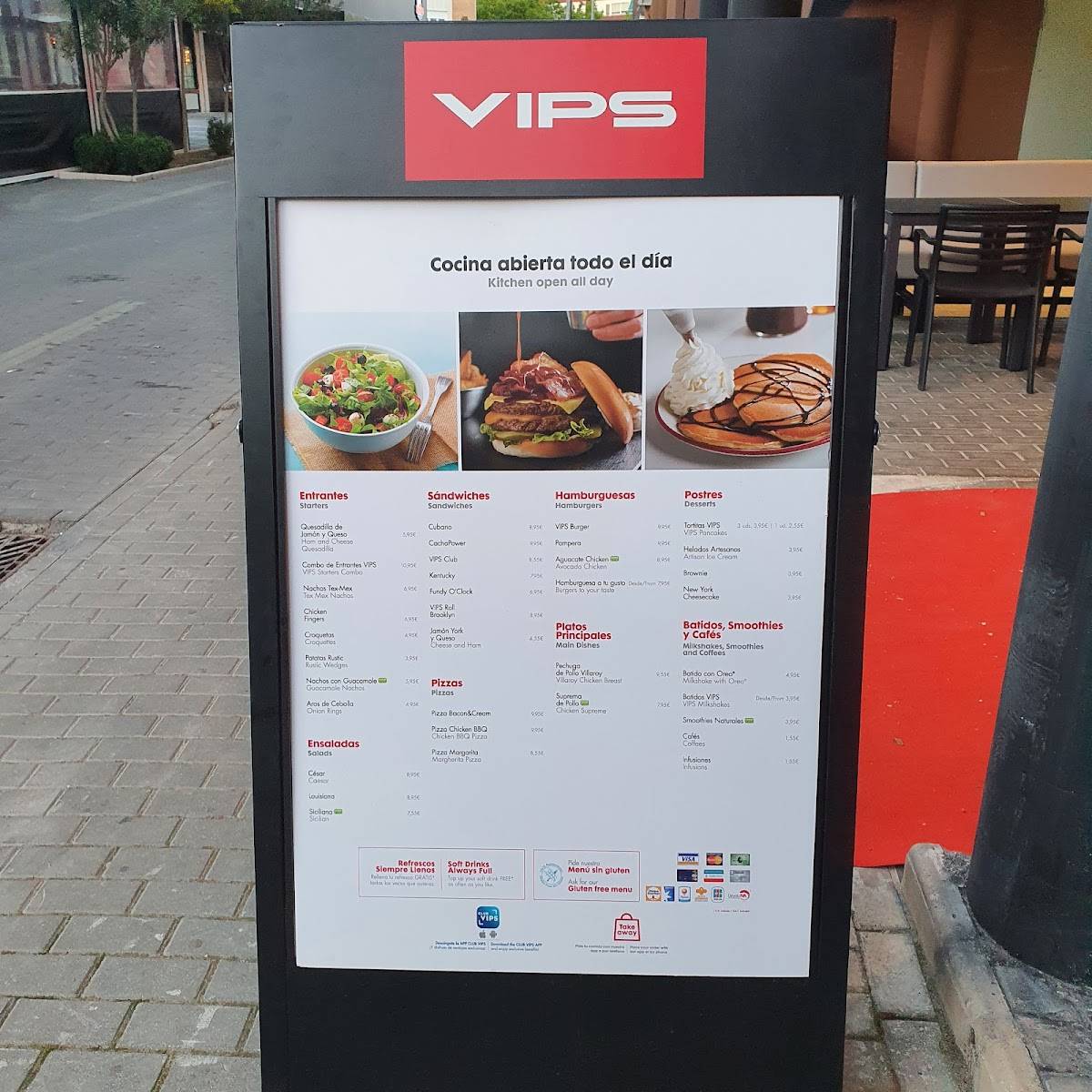 Carta del restaurante VIPS Smart, Alcázar del San Juan