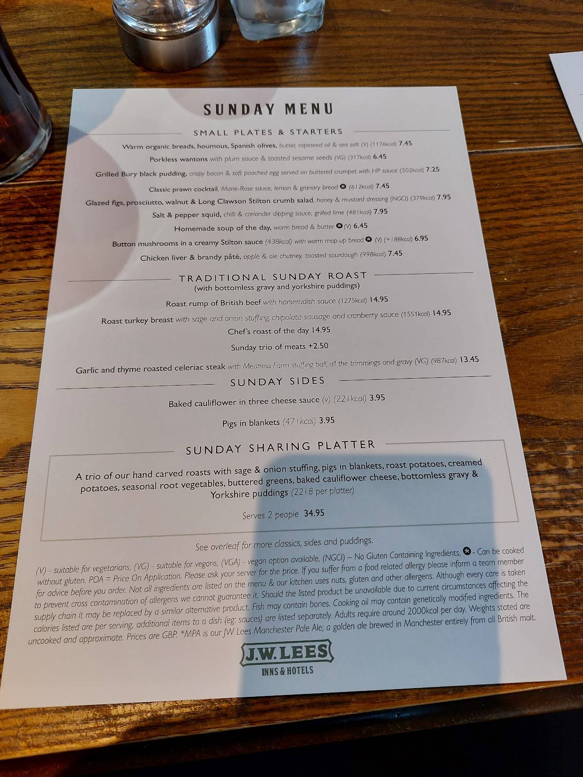 Menu at Vale Royal Abbey Arms pub & bar, Delamere, Chester Rd
