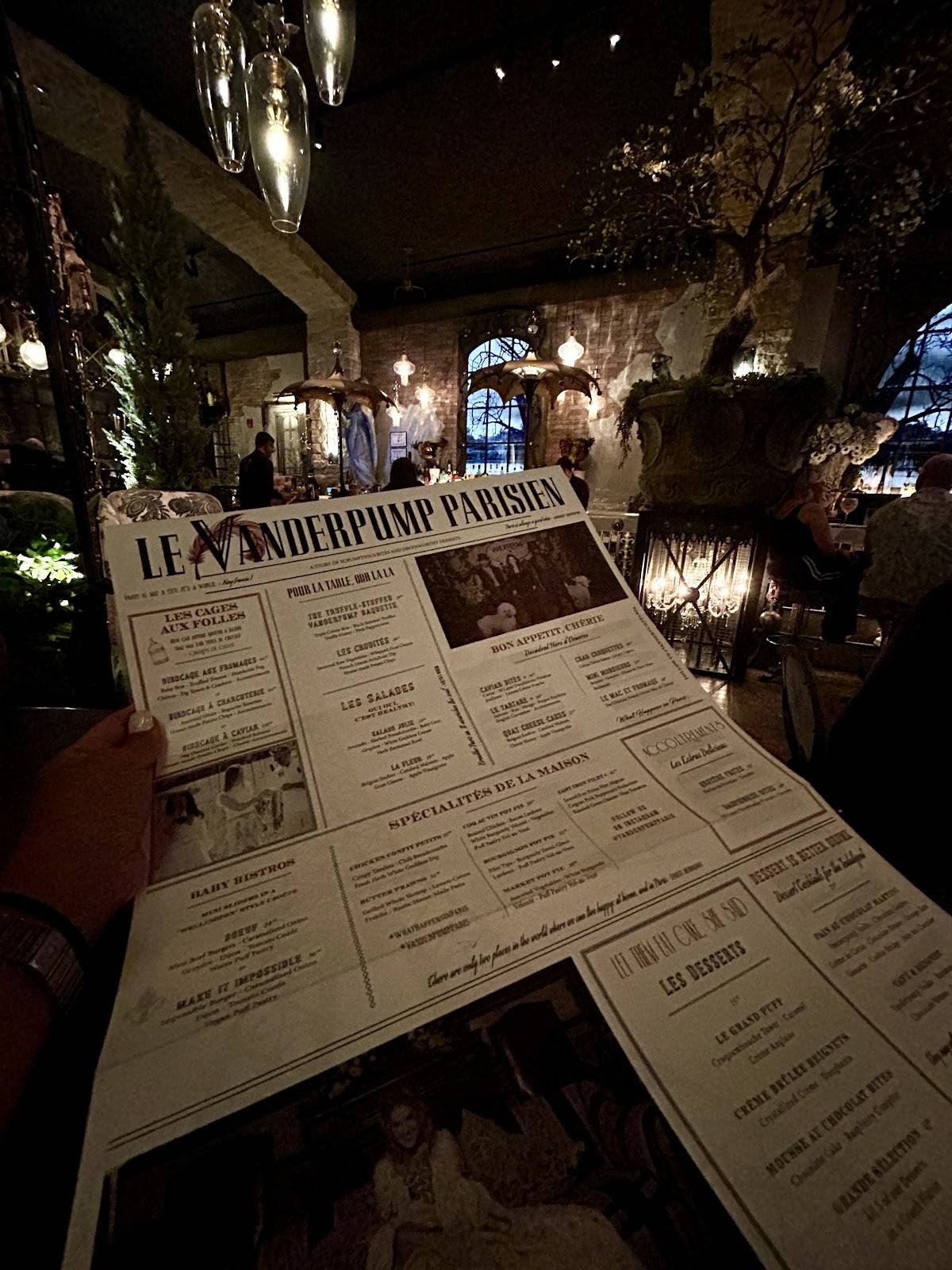Menu at Vanderpump à Paris pub & bar, Las Vegas