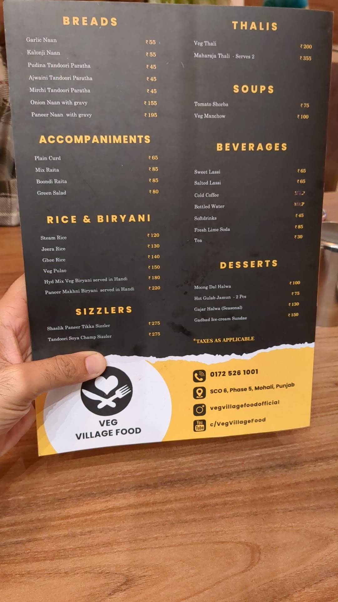 Menu at Veg Village Food, Sahibzada Ajit Singh Nagar