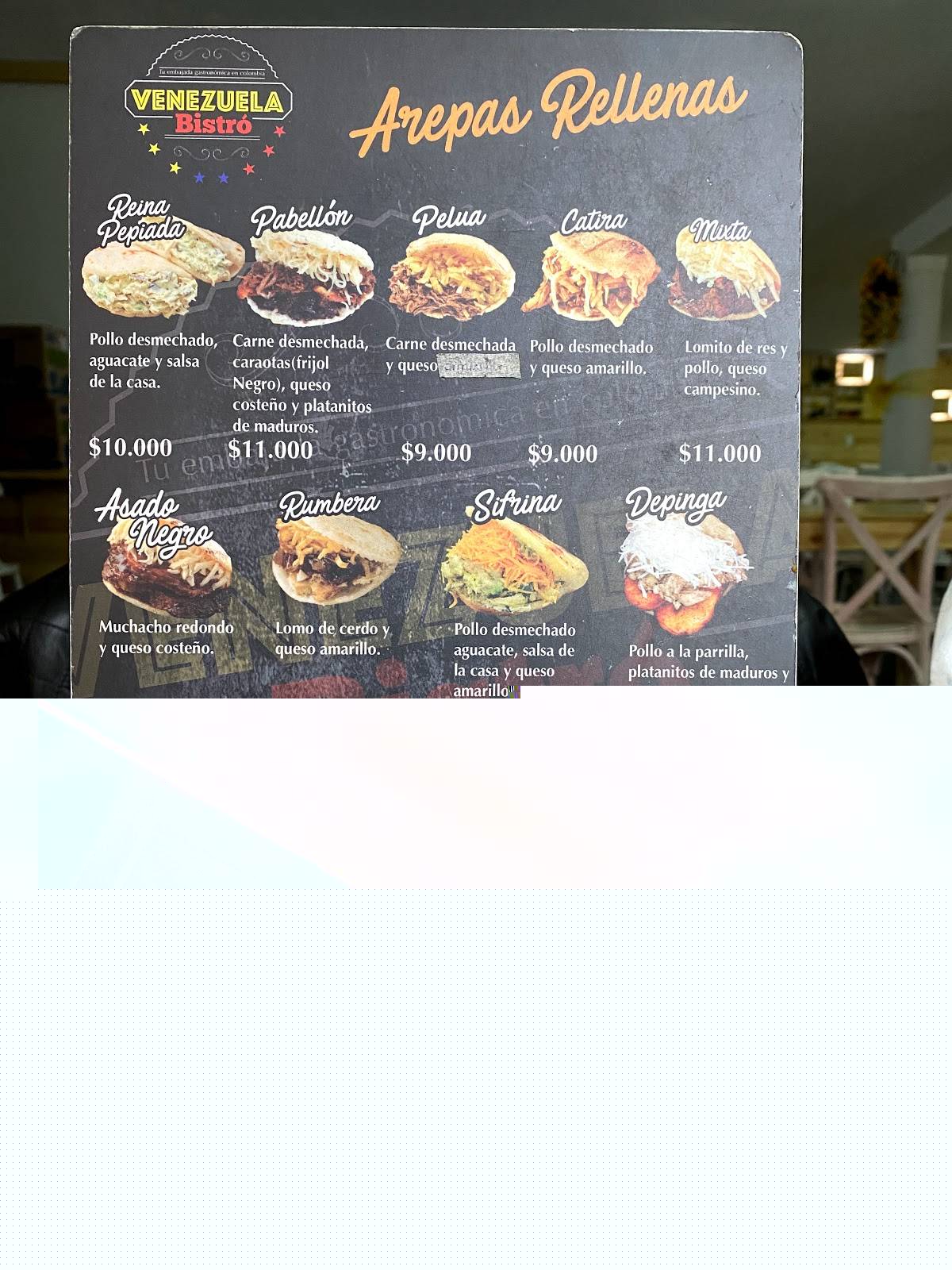 Menu at Venezuela Bistró restaurant, Bogotá, Cl. 95 #15-20