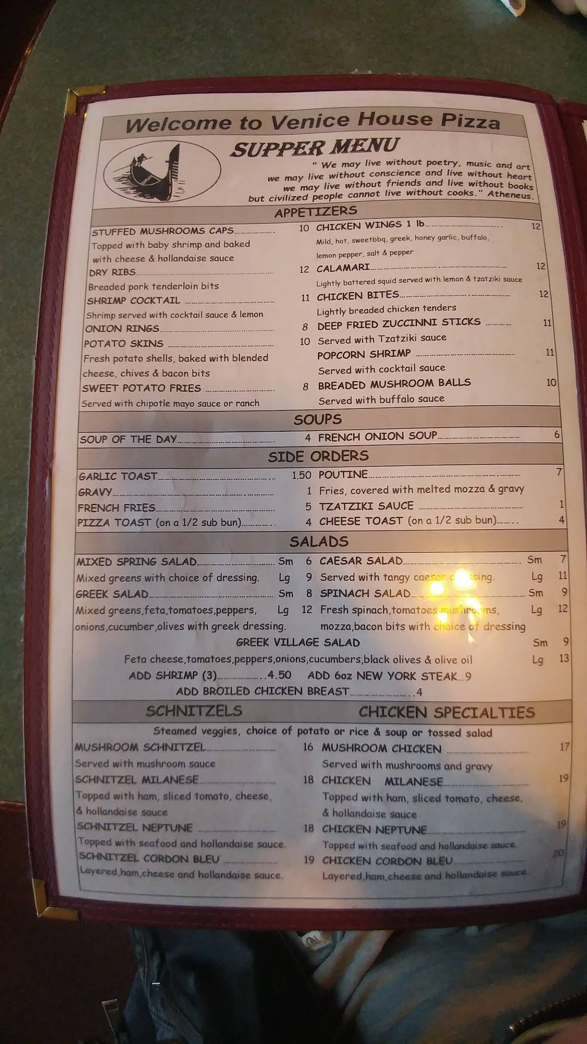 Menu at Venice House Pizza / Murphy's Pub, Melfort, 620 Saskatchewan Ave E