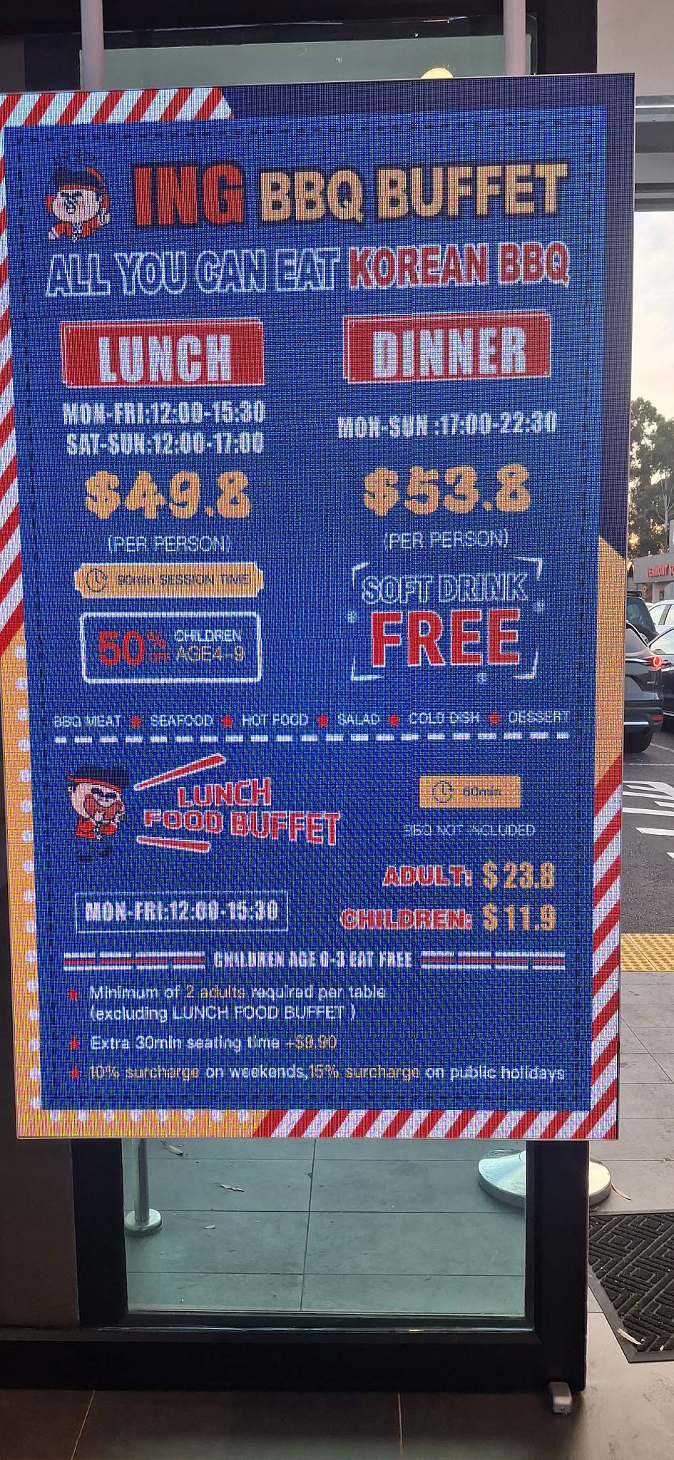 Menu at ING KOREAN BBQ BUFFET, Vermont South