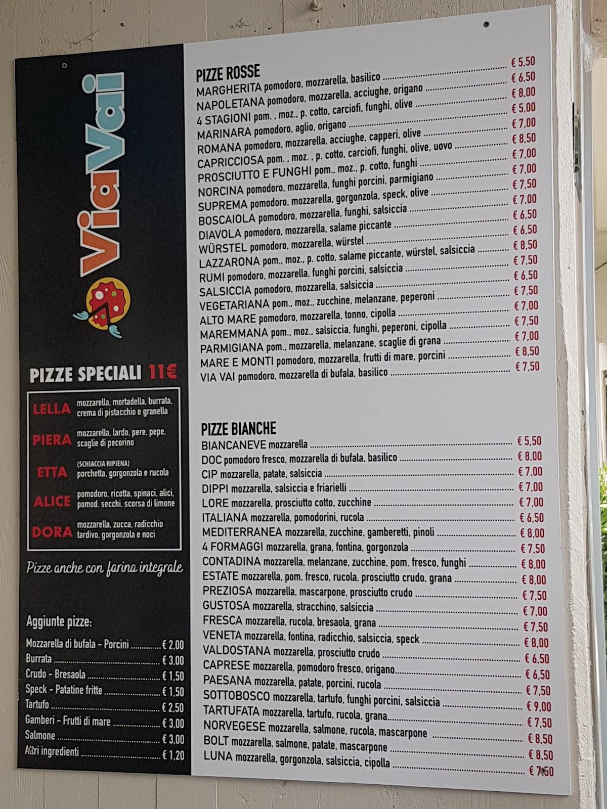 Menu da Pizzeria Via Vai Beach - Pizzeria a Principina a Mare, Marina ...