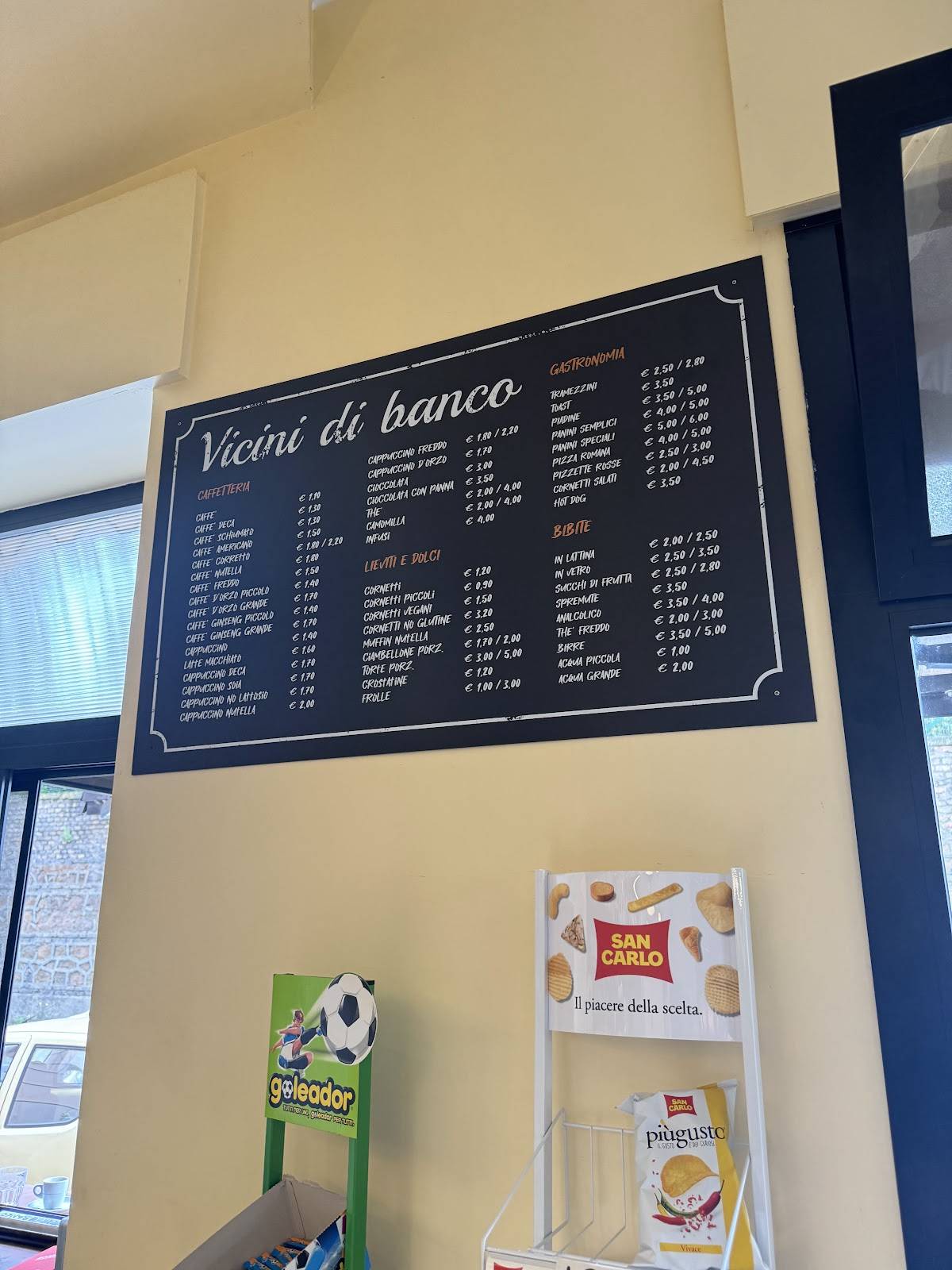Menu da Vicini di banco caffè bar, Roma
