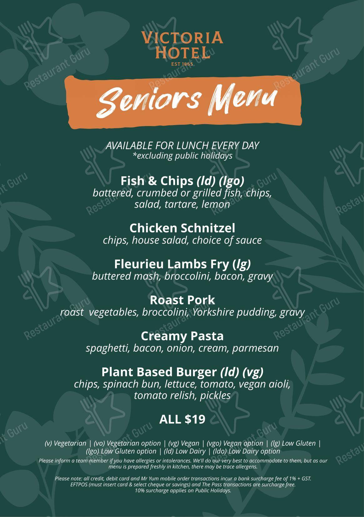 Menu at Victoria Hotel-Strathalbyn pub & bar, Strathalbyn