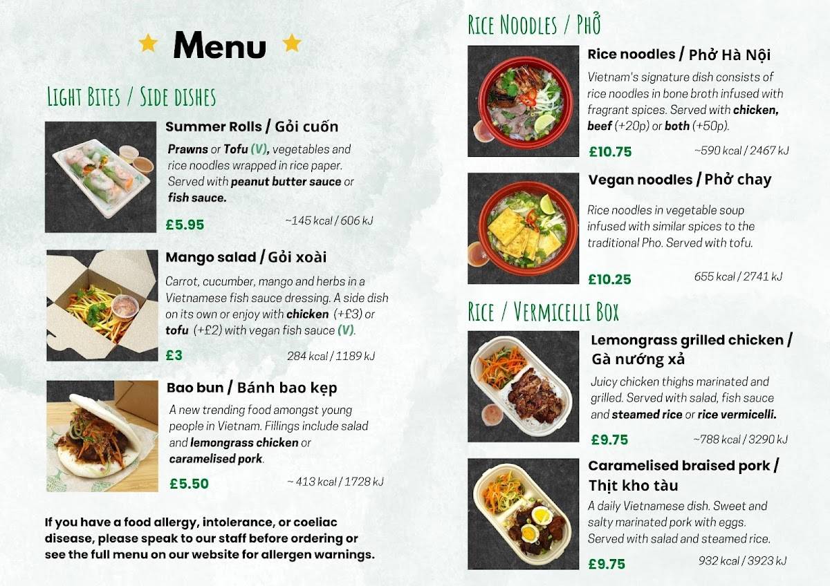 Carta del restaurante Viet Rice Box, Leigh
