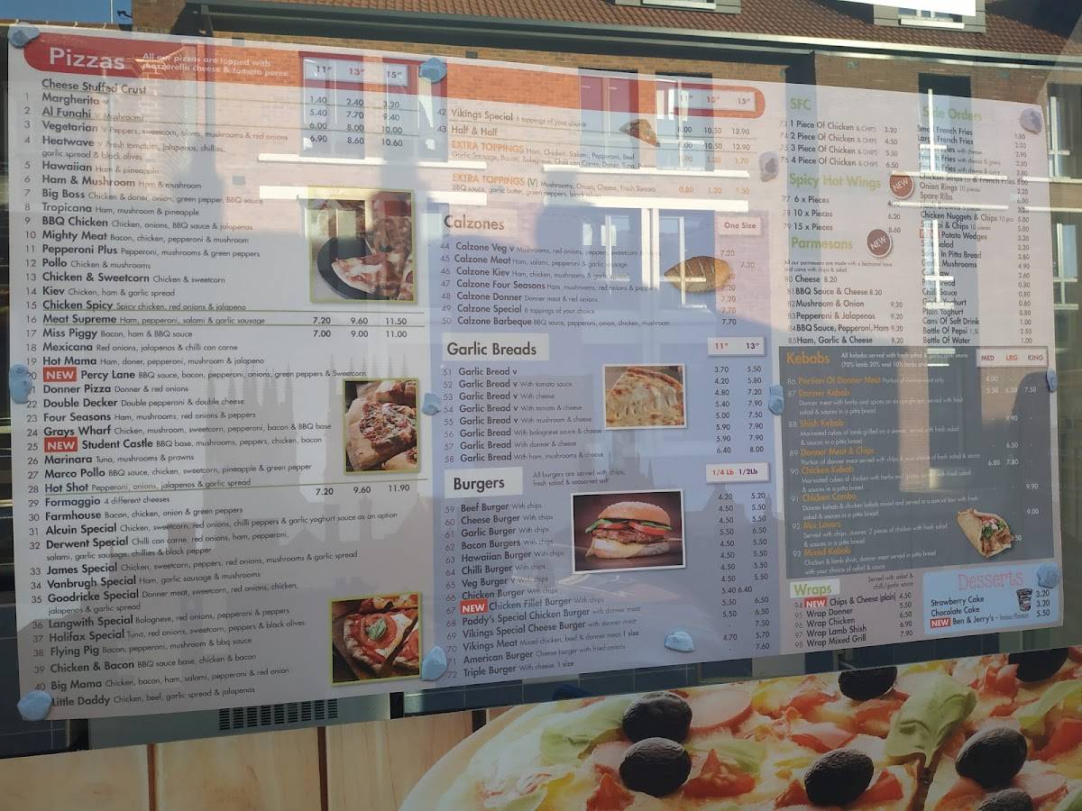 Menu at Viking Pizza cafe, York