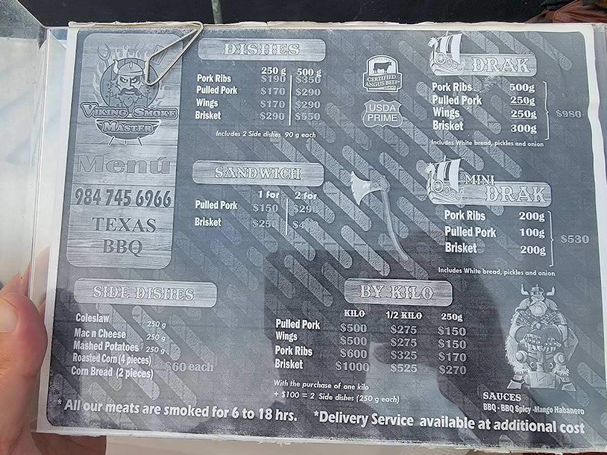 Carta de Viking Smoke Master BBQ, Playa del Carmen
