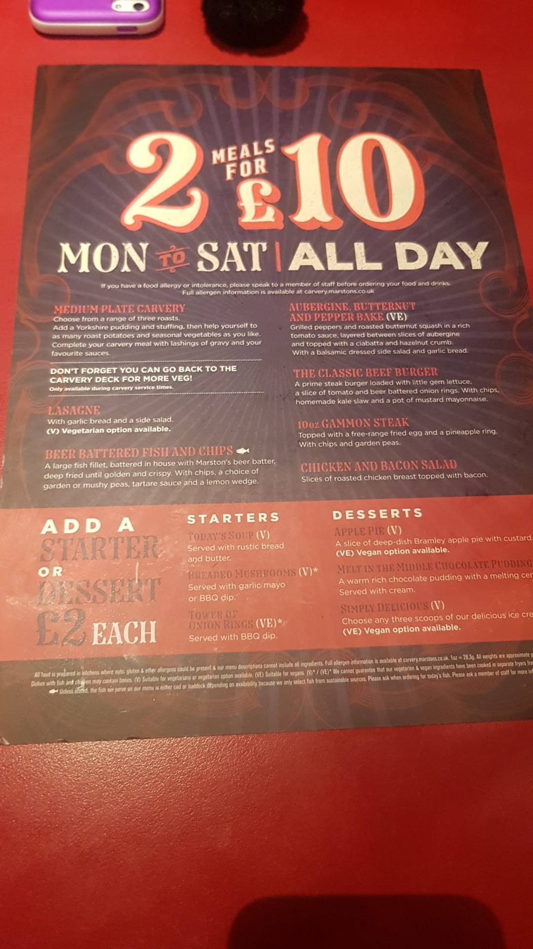 Menu at Vikings Landing pub & bar, Liverpool