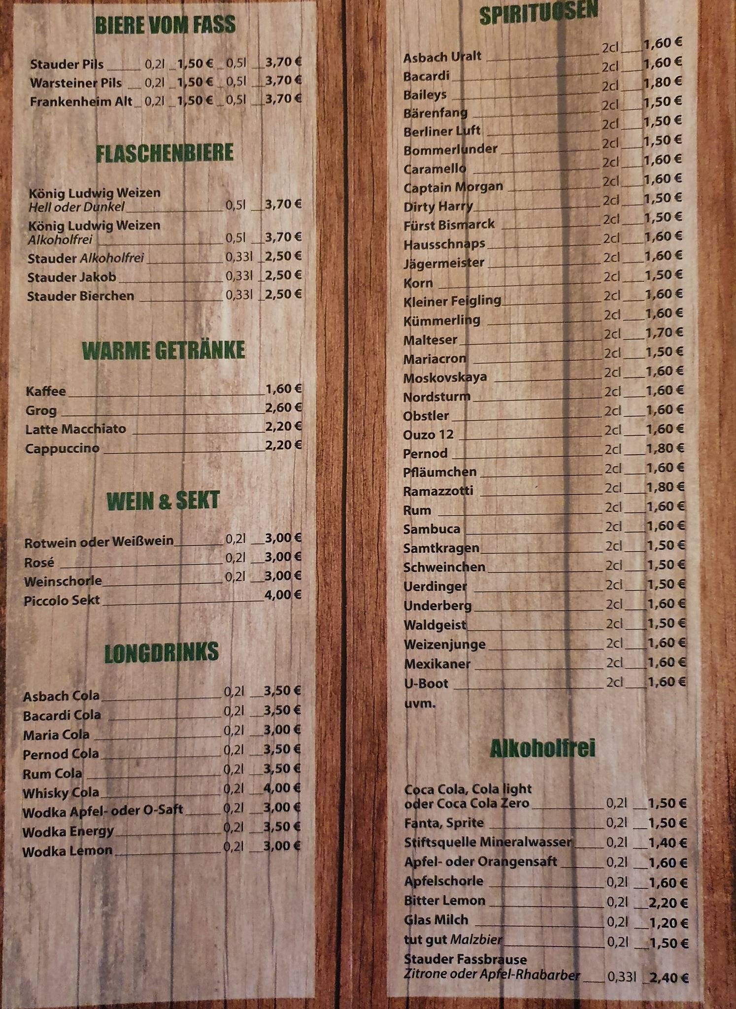 Speisekarte von Viktoria Klause pub & Bar, Essen