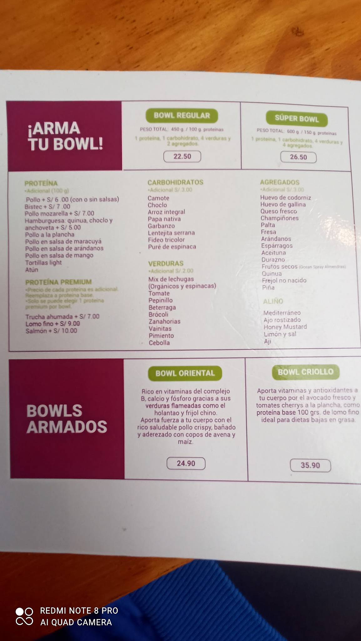 Carta del restaurante Vital Foods Centro Histórico, Trujillo