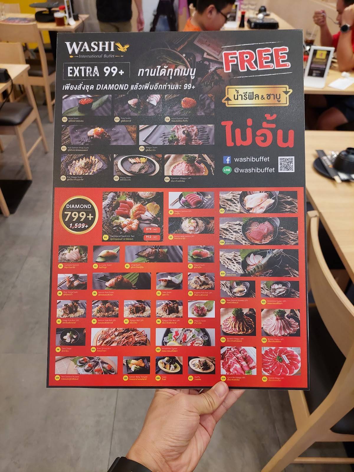 Menu at WASHI แหลมทอง บางแสน ชั้น1 restaurant, Ang Sila