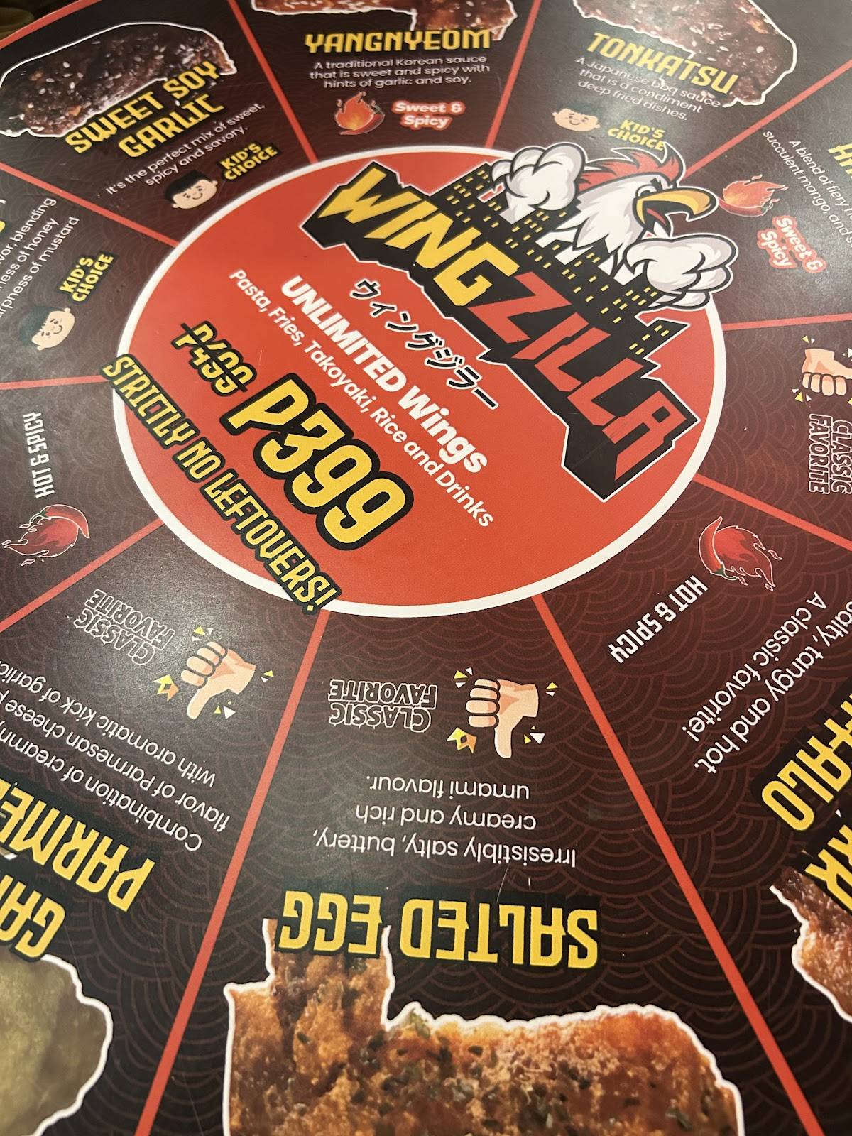 Menu at WINGZILLA Commonwealth restaurant, Quezon City