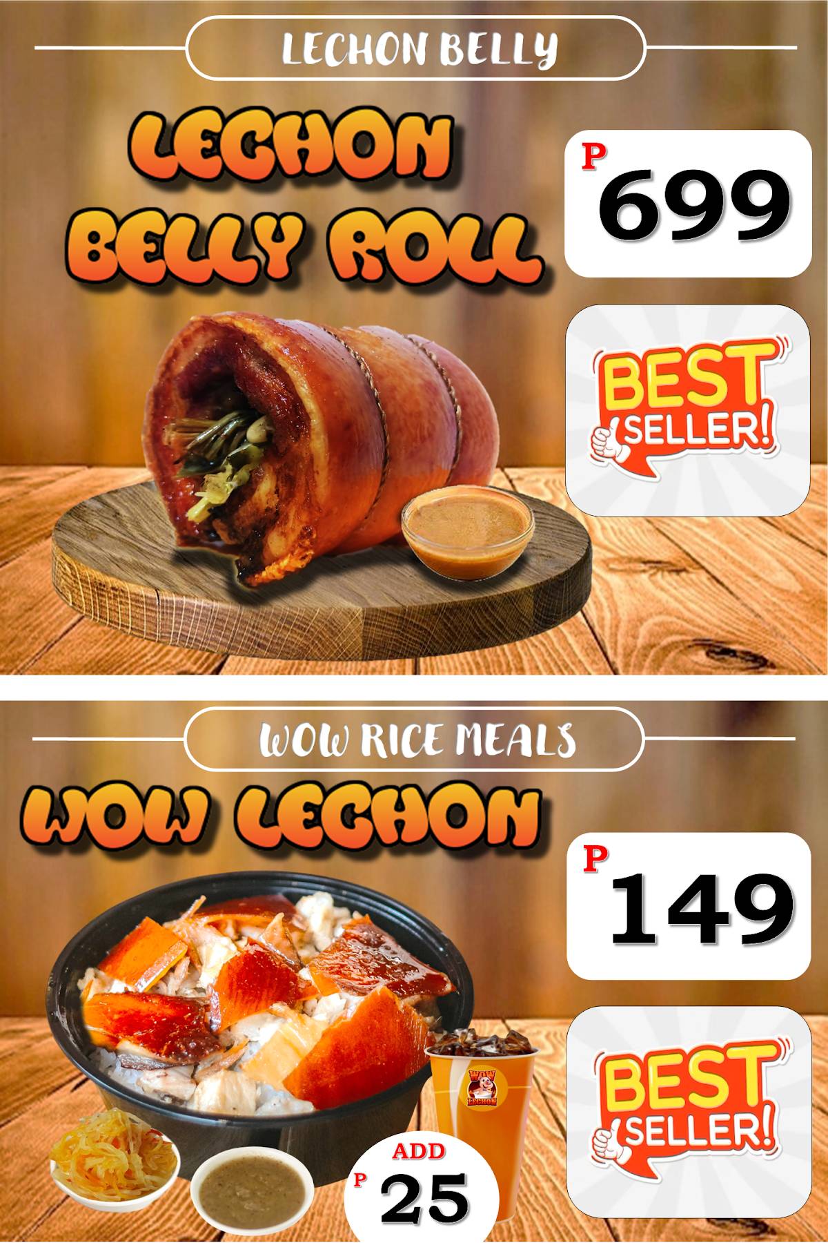 Menu at WOW Lechon - Bangkal Branch restaurant, Davao City