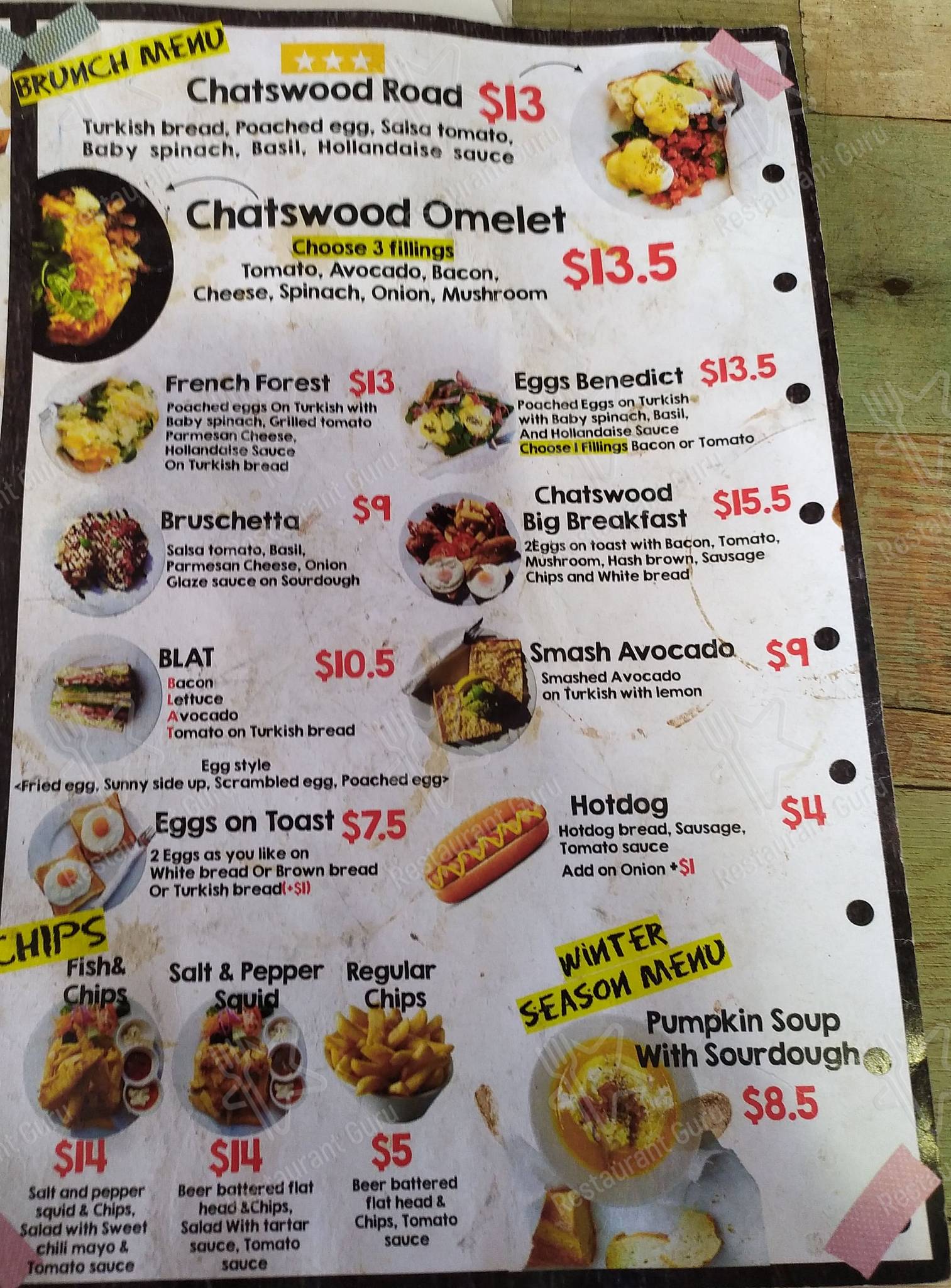 Menu at Cambridge Cafe Chatswood, Chatswood