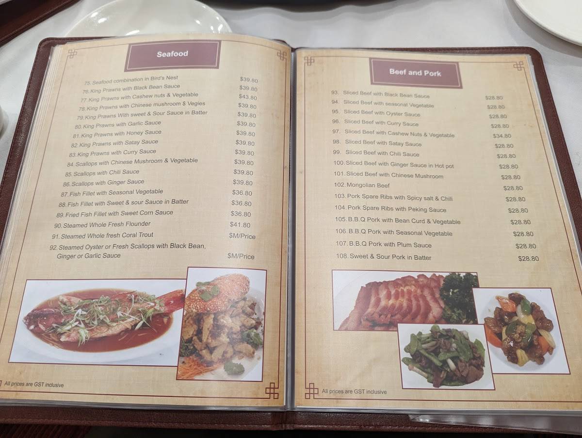 Menu at Walrus restaurant, Springvale