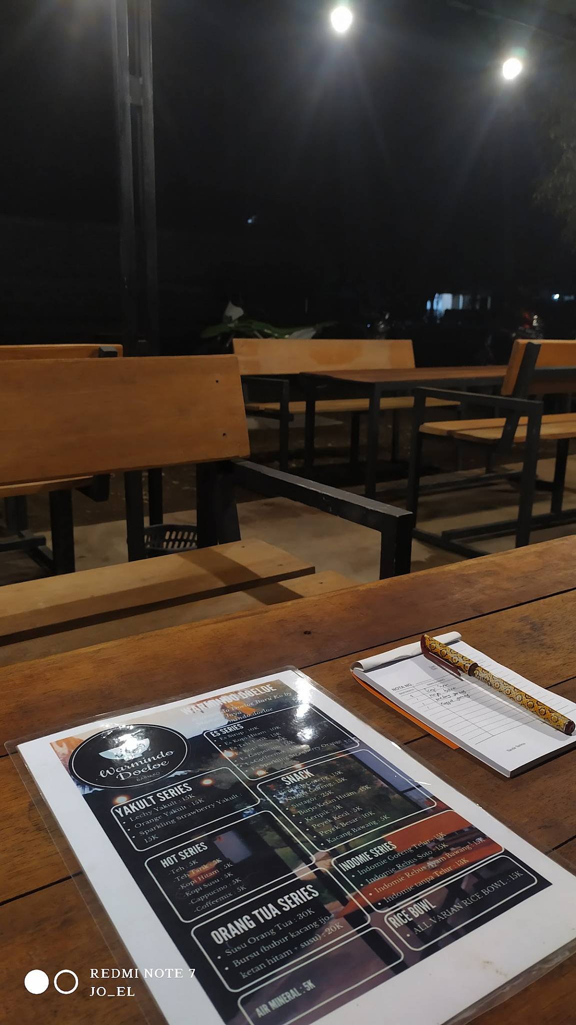 Menu at Warmindo. Doeloe, Indonesia