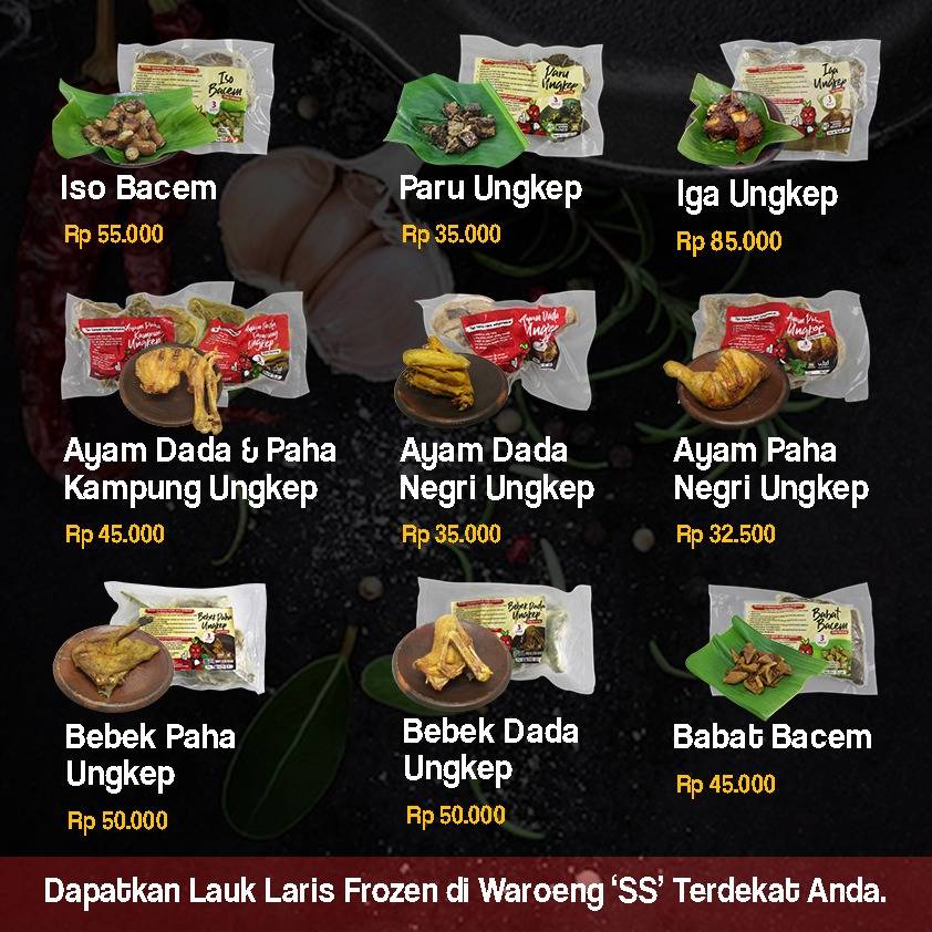 Carta del restaurante Waroeng Spesial Sambal "SS" Arjuna, Surabaya
