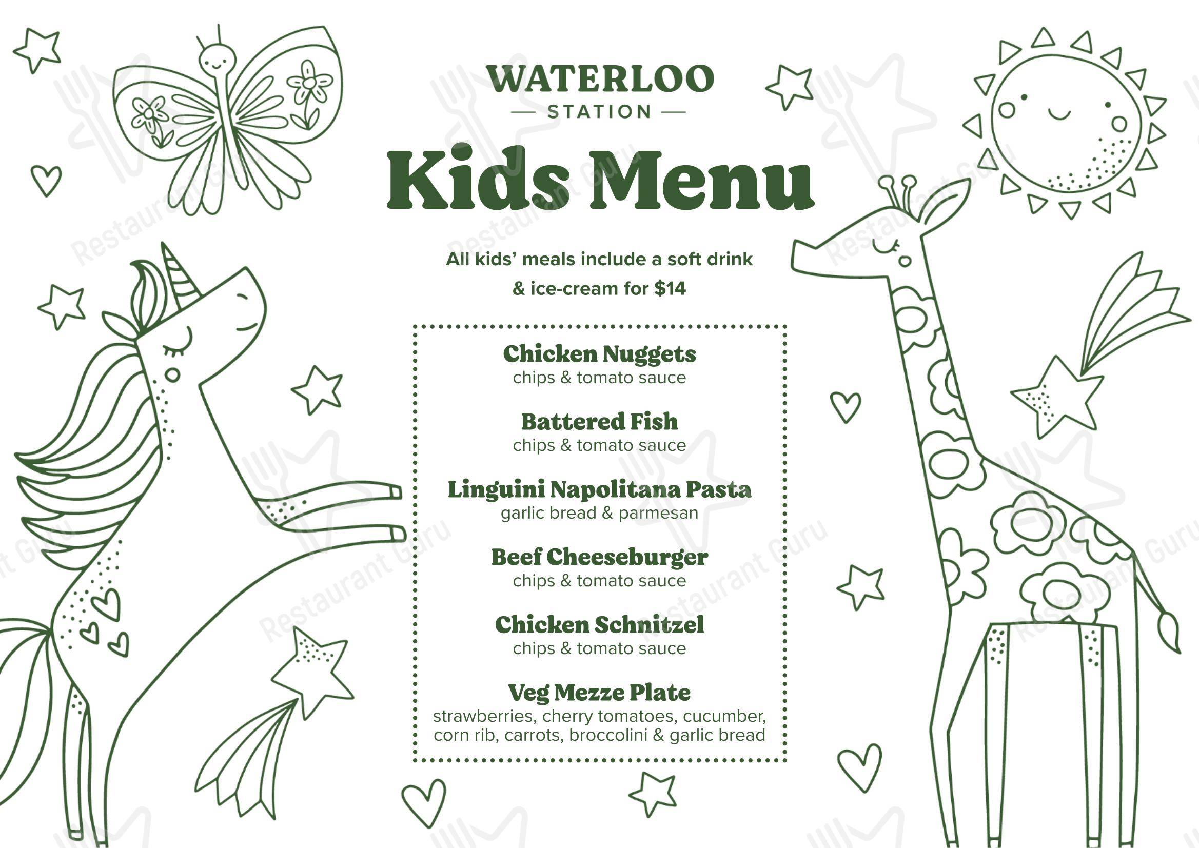 Menu at Waterloo Station Hotel pub & bar, Paralowie