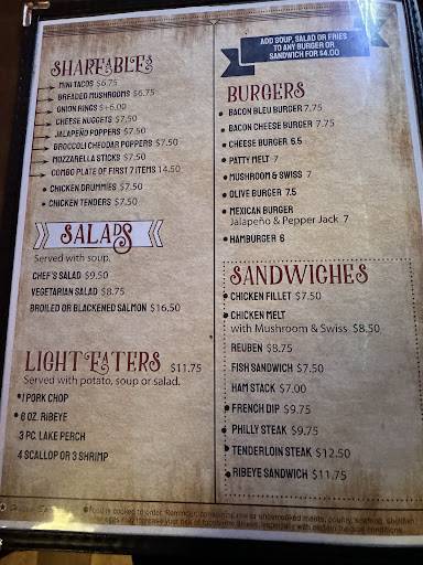 Menu at Wayside Inn restaurant, Jefferson, W4820 US-18