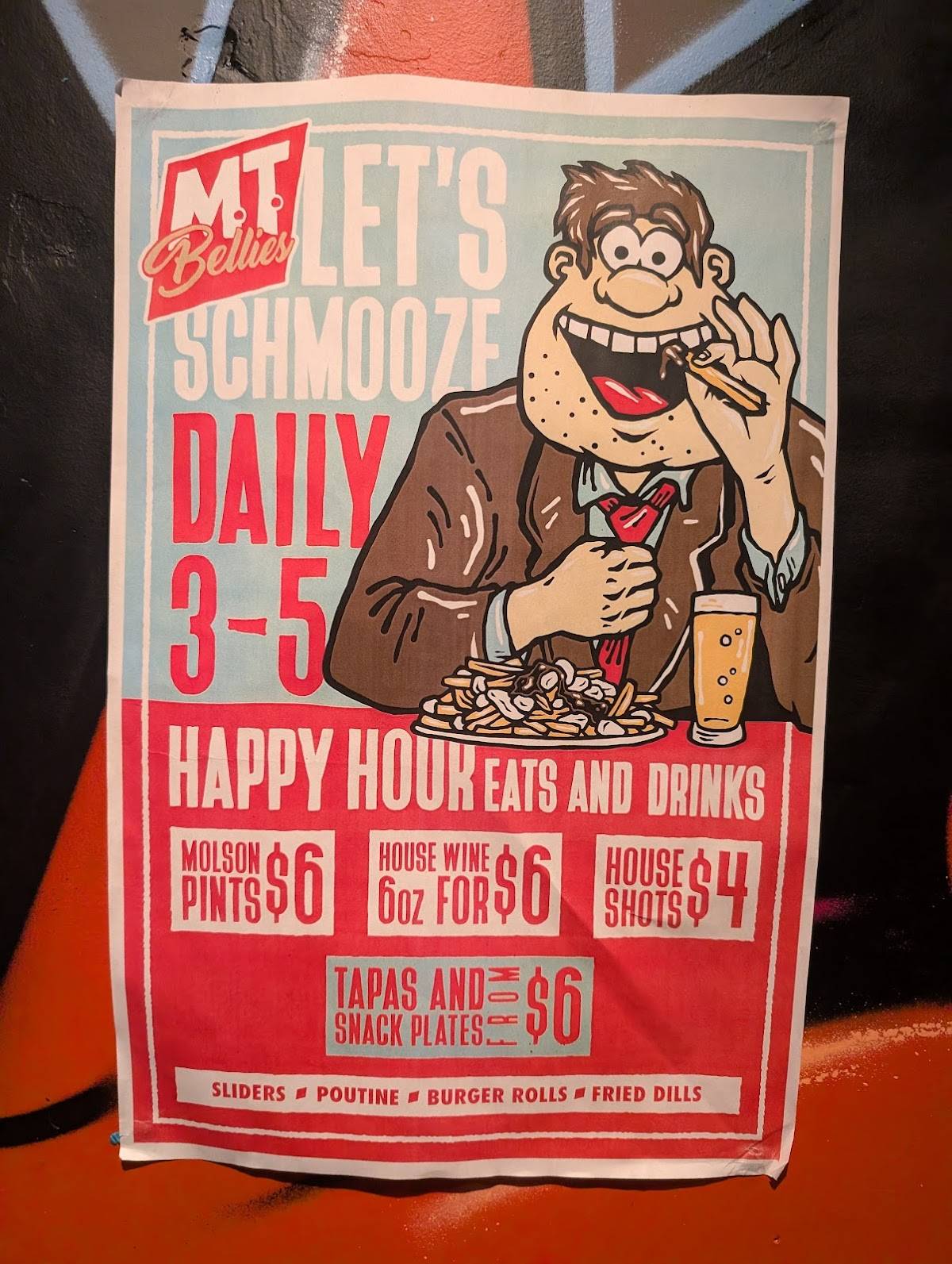 Menu at M.T. Bellies restaurant, Welland